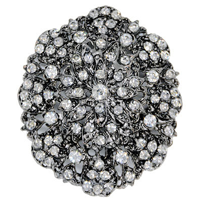 Rhinestone Brooch - Gunmetal Oval - Pandemonium Millinery Faux Fur ...