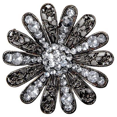 Rhinestone Brooch - Silver Daisy - Pandemonium Millinery Faux Fur ...