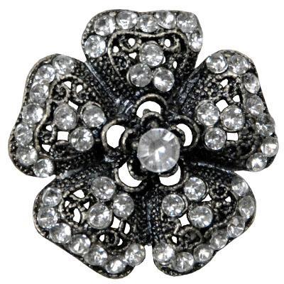 Rhinestone Brooch - Silver Flower - Pandemonium Millinery Faux Fur ...